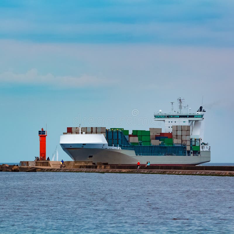 Grey Container Ship Underway Editorial Image - Image of container ...
