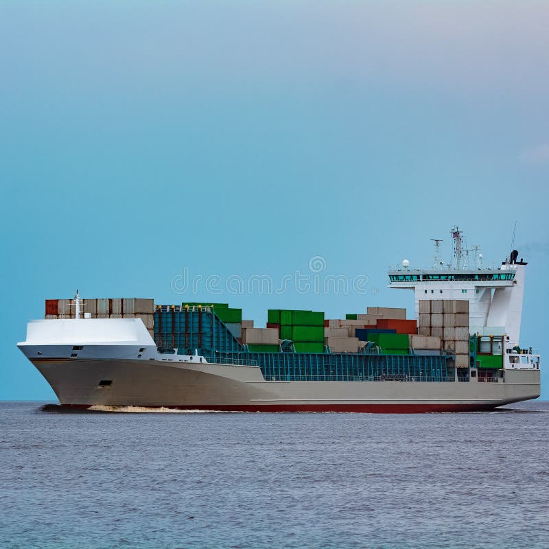 Grey Container Ship Underway Stock Photo - Image of cargo, metal: 109327612