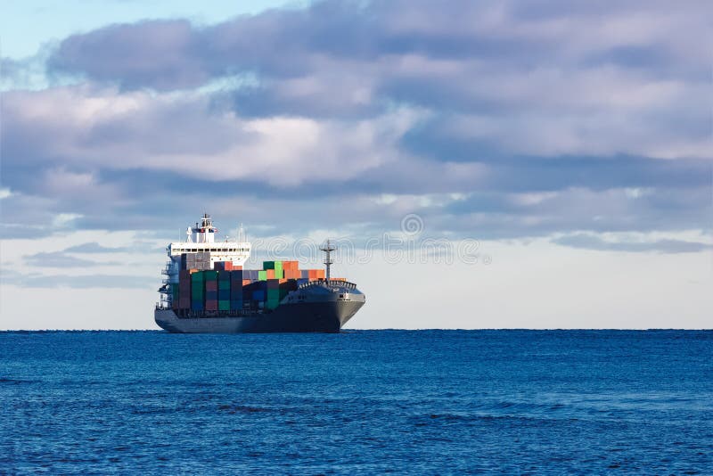 Grey container ship stock image. Image of industry, heavy - 93284973