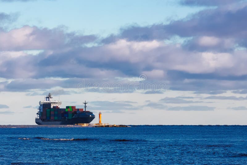 Grey container ship stock image. Image of nautical, business - 93288951