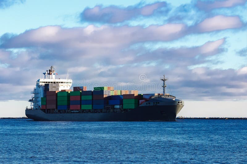 Grey container ship stock image. Image of green, industry - 93288599