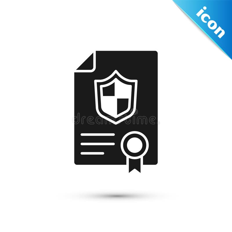 Grey Contract with Shield Icon Isolated on White Background. Insurance ...
