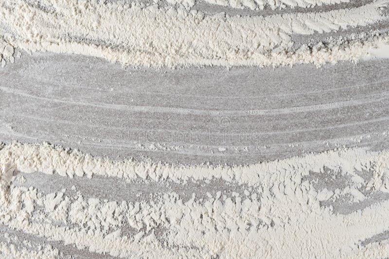 Grey Cooking Background of Spilled Wheat Flour on Stone Background, Top ...