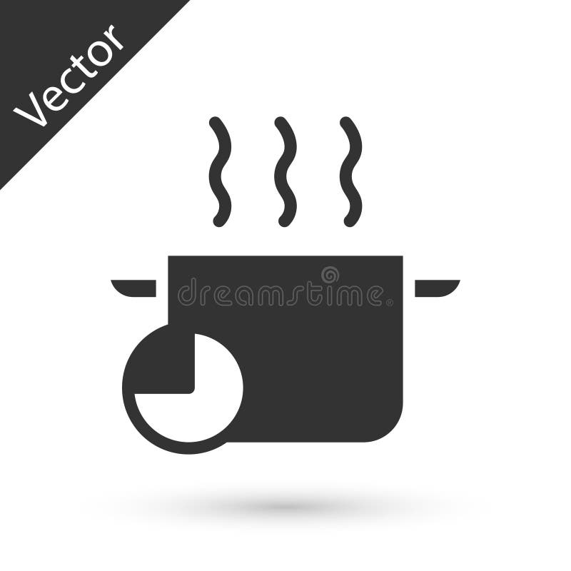 Grey Cooking Pot Icon Isolated on White Background. Boil or Stew Food ...