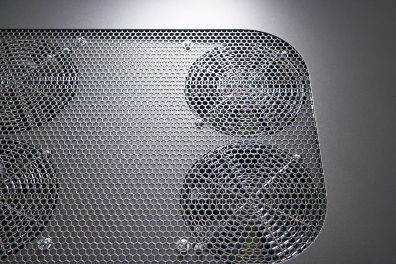 Grey Cooling Fan System with Grid. Stock Image - Image of cooling ...