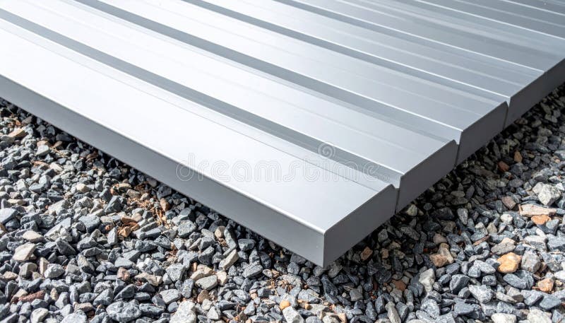 Grey Corrugated Metal Sheets on Gravel Ground Stock Illustration ...