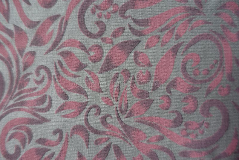 Grey Cotton with Pink Scroll Pattern from Above Stock Photo - Image of ...
