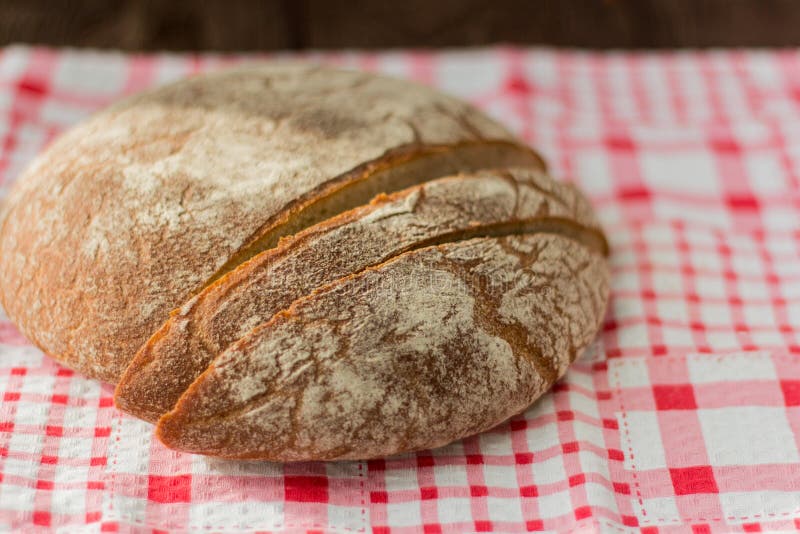 Fresh Rustic Bread Made of Grey Flour on the Table Stock Image - Image ...