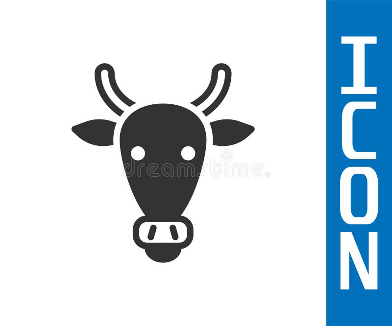 Grey Cow Head Icon Isolated on White Background. Vector Stock Vector ...