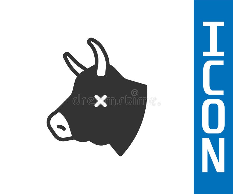 Grey Cow Head Icon Isolated on White Background. Vector Stock ...