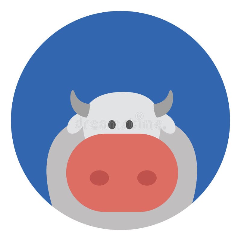 Grey cow, icon stock vector. Illustration of bull, animal - 258925050