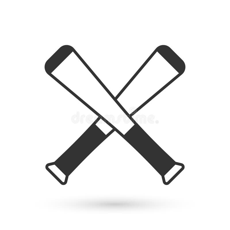 Grey Crossed Baseball Bat Icon Isolated on White Background. Vector ...