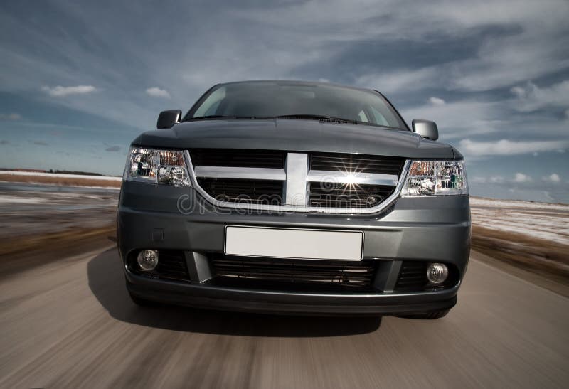 Grey Crossover Driving Fast Stock Photo - Image of power, shiny: 8841094