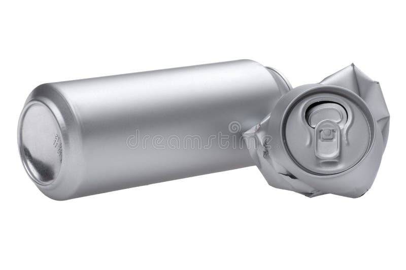 Grey Crumpled Beverage Can Close Up Stock Image - Image of packaging ...