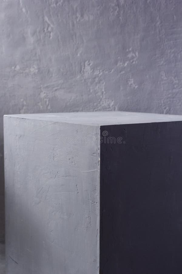 Grey Cube Near Painted Background Texture As Abstract. Architecture ...