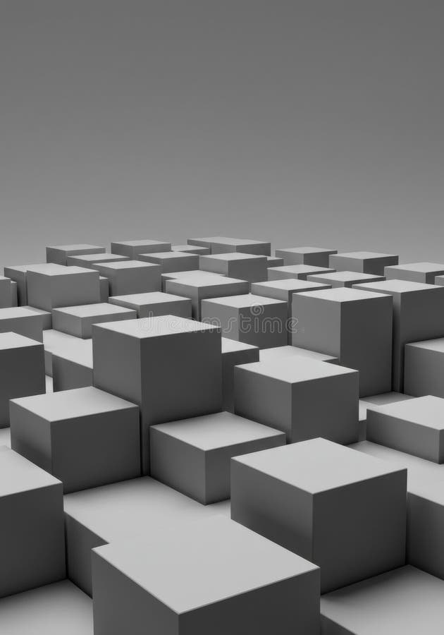 Grey Cubic Abstract Background 3D Render Stock Illustration ...