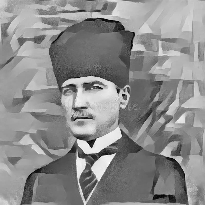 Grey Cubic Illustration of Mustafa Kemal Ataturk with Calpack Editorial ...