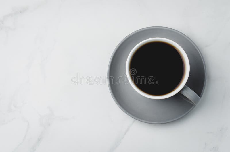 Grey Cup with Black Coffee on on White Background. Top View and ...