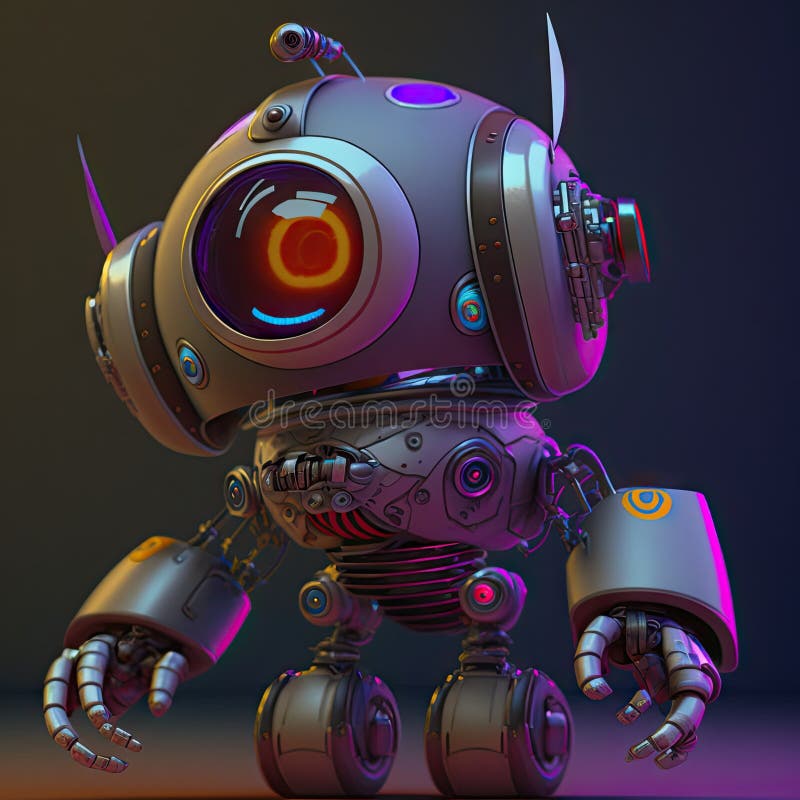 Tiny Robot in White Background Side View Stock Illustration ...