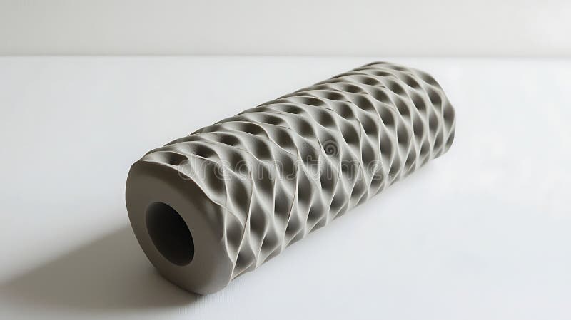 A Grey Cylinder with a Hole in the Middle Sits on a White Surface Stock ...
