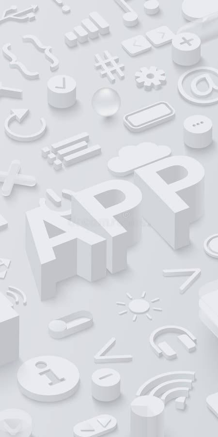 Grey 3d App Background with Web Symbols. Stock Vector - Illustration of ...