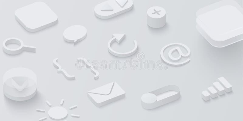 Grey 3d Search Background with Ui Symbols. Stock Vector - Illustration ...