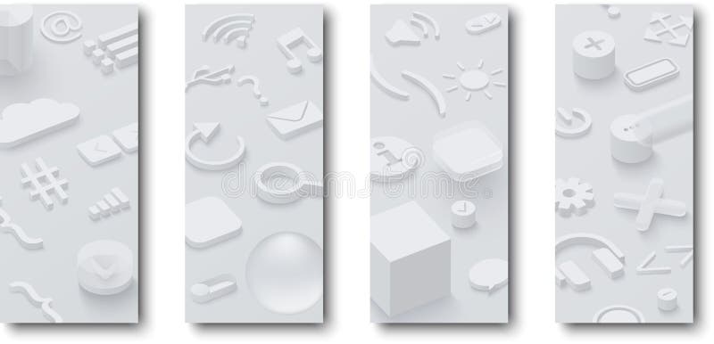 Grey 3d Backgrounds with Web Symbols. Stock Vector - Illustration of ...