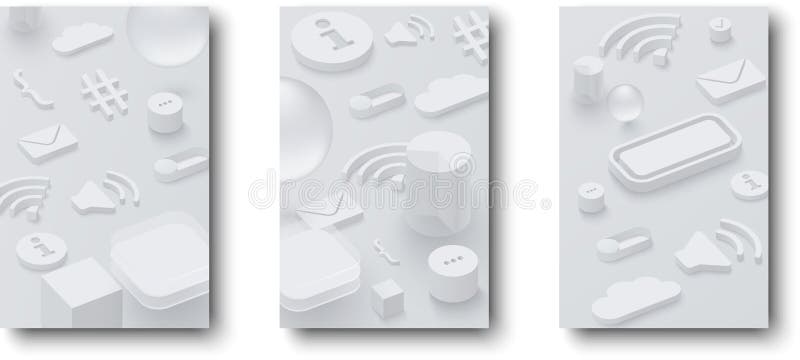 Grey 3d Backgrounds with Web Symbols. Stock Vector - Illustration of ...