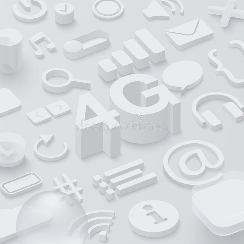 Grey 3d 4G Background with Web Symbols. Stock Vector - Illustration of ...