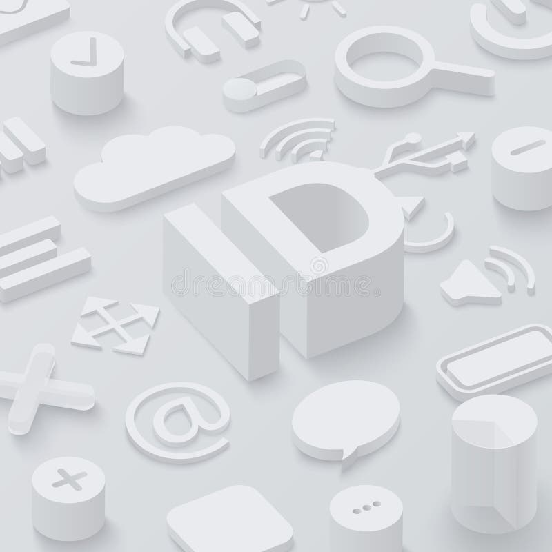 Grey 3d ID Background with Web Symbols. Stock Vector - Illustration of ...