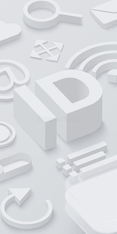 Grey 3d ID Background with Web Symbols. Stock Vector - Illustration of ...