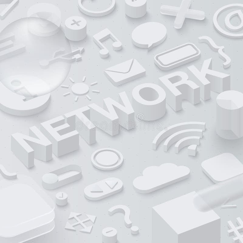 Grey 3d Media Background with Web Symbols. Stock Vector - Illustration ...
