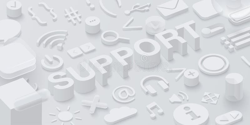 Grey 3d Support Background with Ui Symbols. Stock Vector - Illustration ...