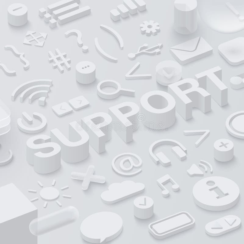 Grey 3d Support Background with Ui Symbols. Stock Vector - Illustration ...