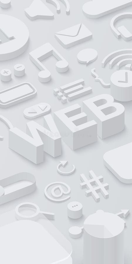 Grey 3d Web Background with Internet Symbols. Stock Vector ...