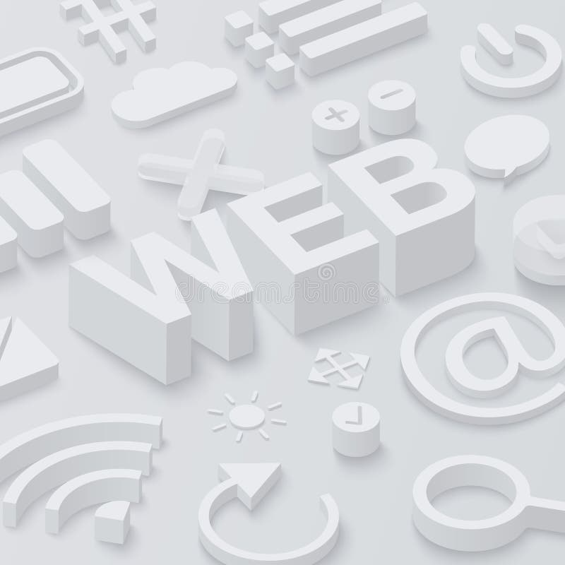 Grey 3d Web Background with Internet Symbols. Stock Vector ...