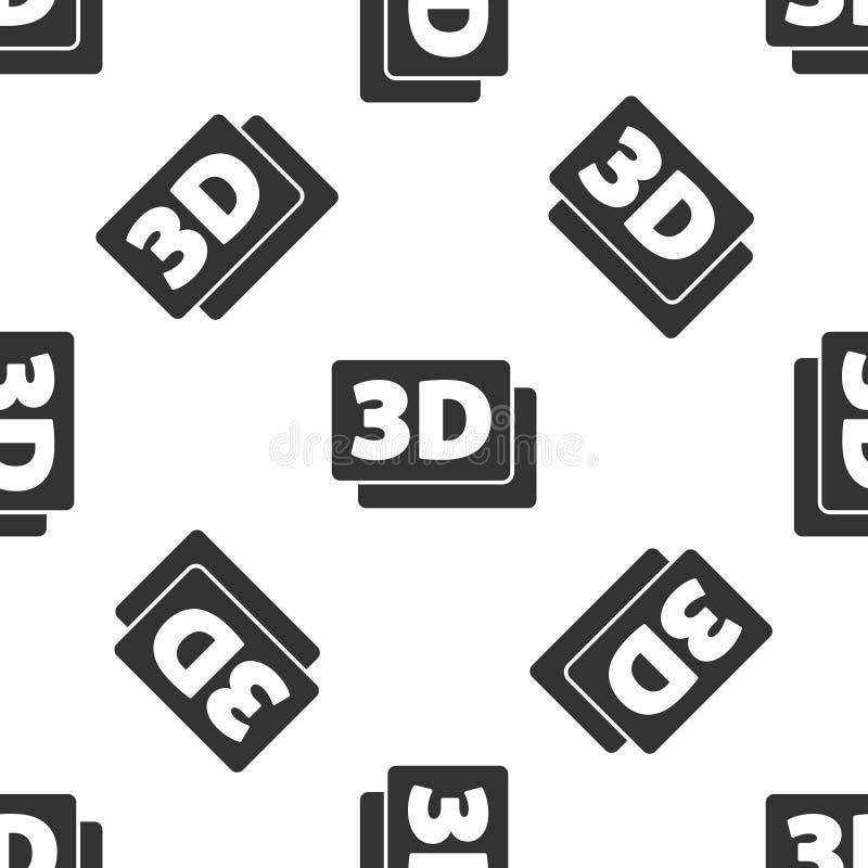 Grey 3D Word Icon Isolated Seamless Pattern on White Background. Vector ...