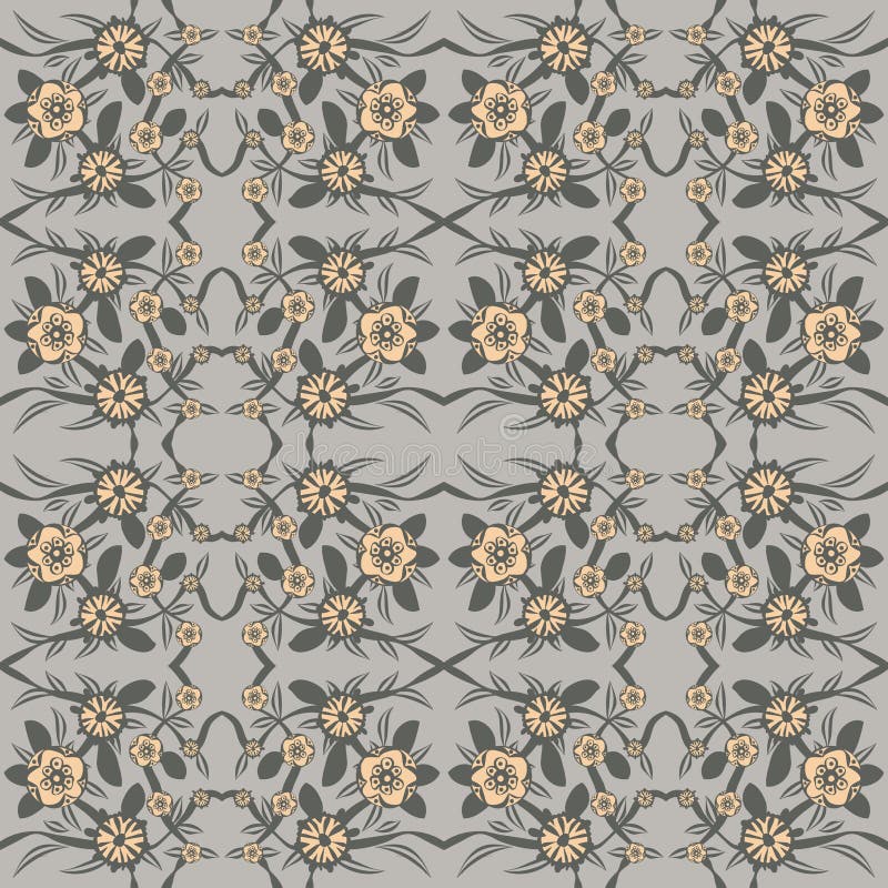 Seamless Pattern with Leaves and Flowers Paisley Style Stock Vector ...