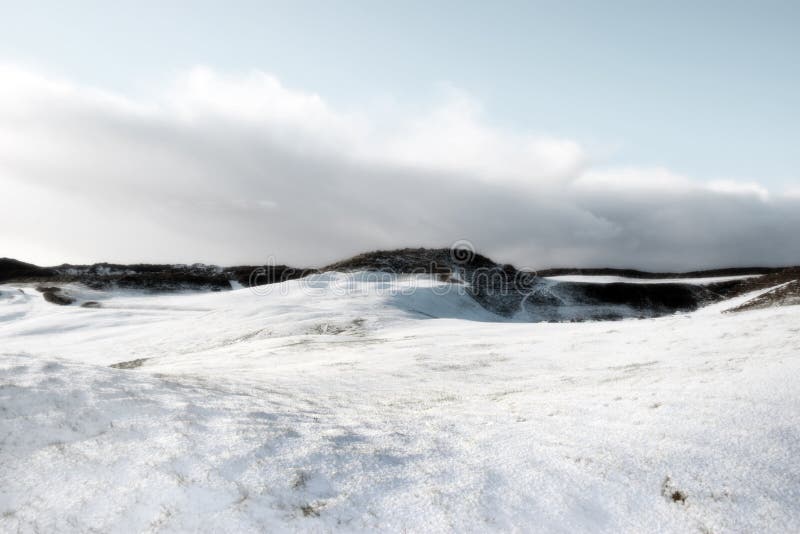 Grey Day on a Snow Covered Links Golf Course Stock Photo - Image of ...
