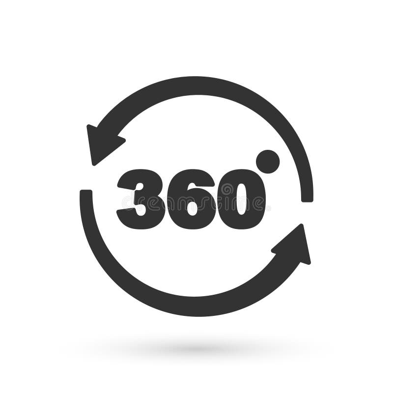Grey 360 Degree View Icon Isolated on White Background. Virtual Reality ...