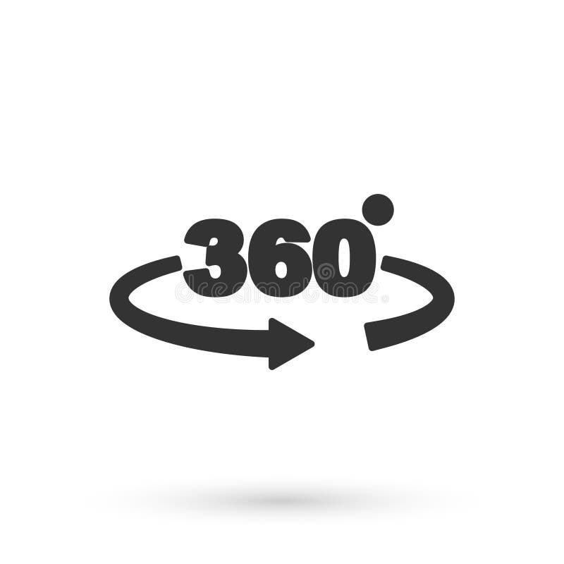 Grey 360 Degree View Icon Isolated on White Background. Virtual Reality ...