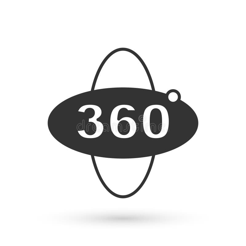 Grey 360 Degree View Icon Isolated on White Background. Virtual Reality ...