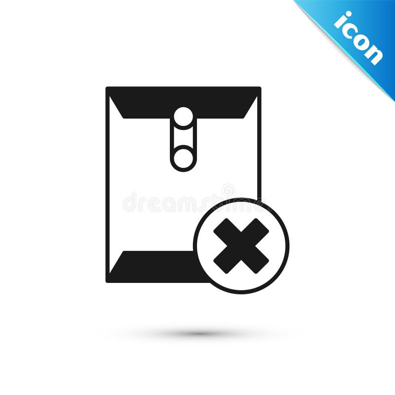 Grey Delete Envelope Icon Isolated on White Background. Delete or Error ...