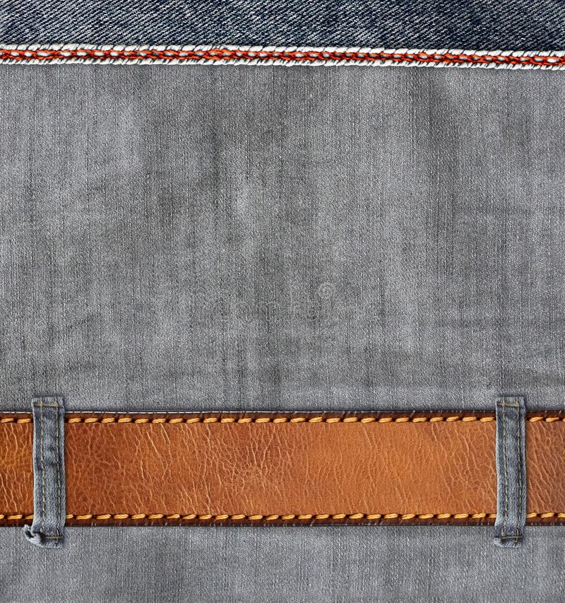 Grey Denim Background with Leather Belt. Horizontal or Vertical ...