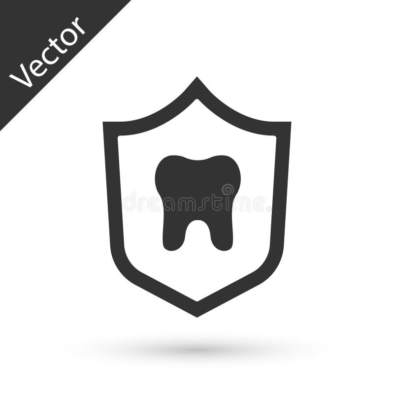 Grey Dental Protection Icon Isolated on White Background. Tooth on ...