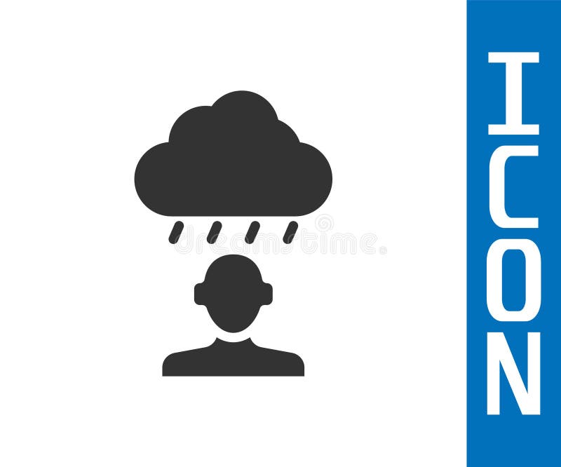 Grey Depression and Frustration Icon Isolated on White Background. Man ...