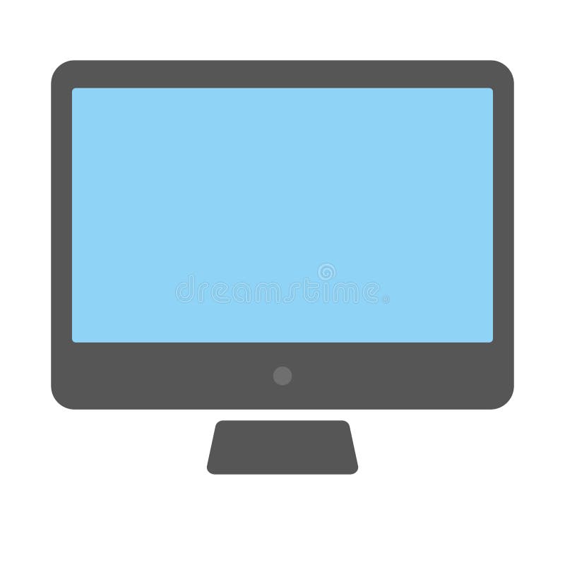 Grey Desktop Computer with Blue Screen. Desktop Computer Icon Vector ...