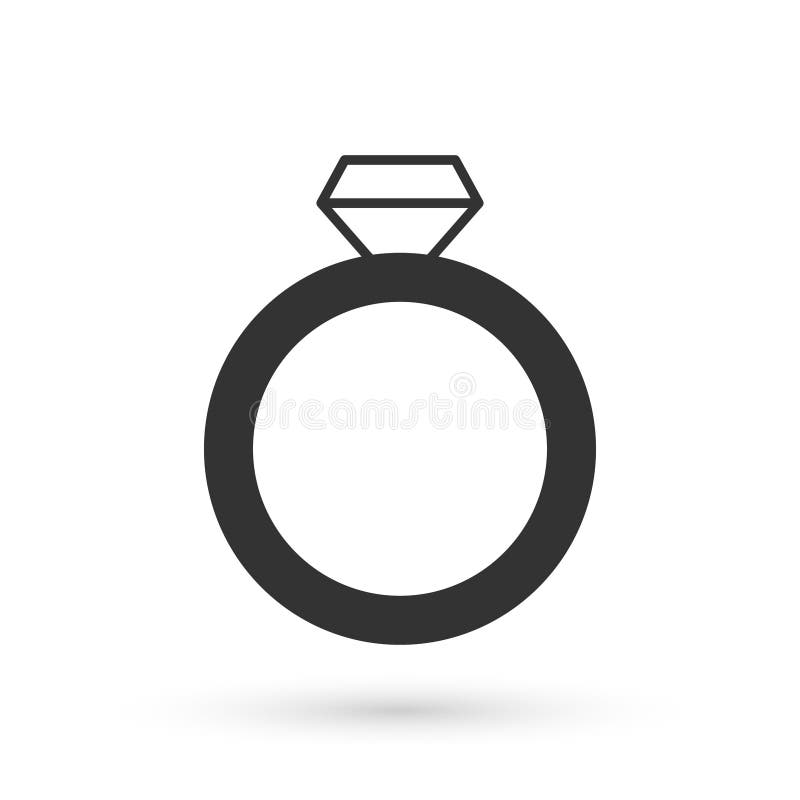 Grey Diamond Engagement Ring Icon Isolated on White Background. Vector ...