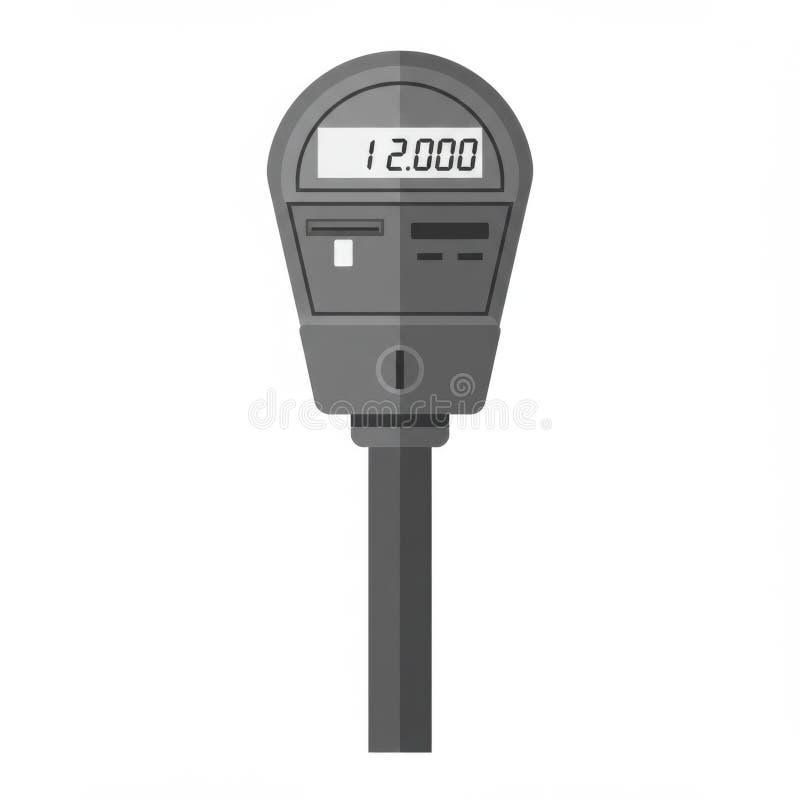 Grey Digital Parking Meter on White Background Stock Illustration ...