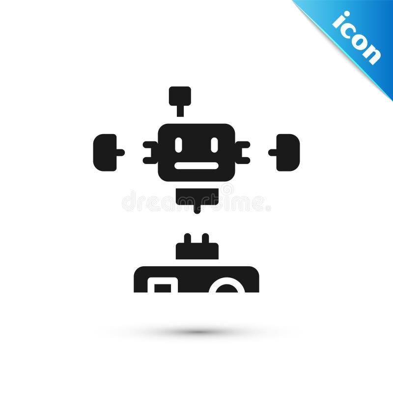 Grey Disassembled Robot Icon Isolated on White Background. Artificial ...